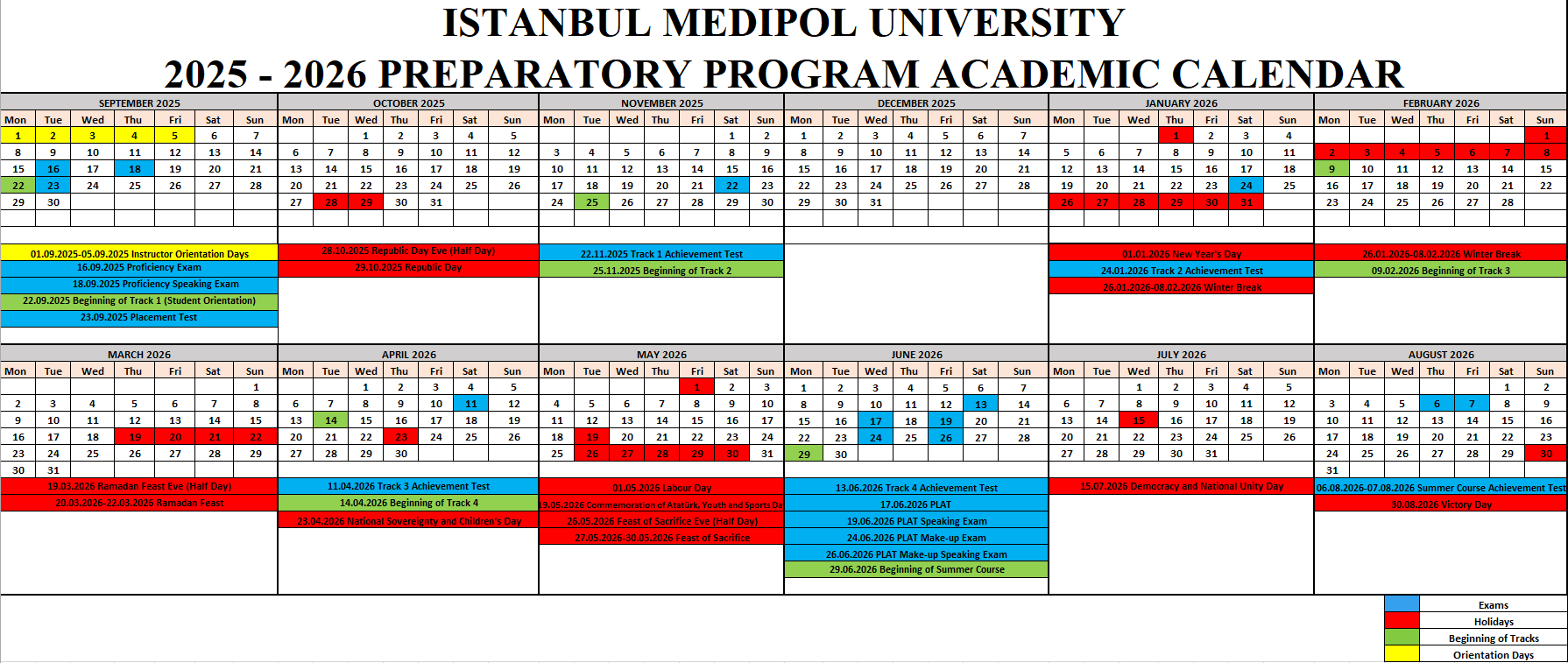 Academic Calendar | Medipol University